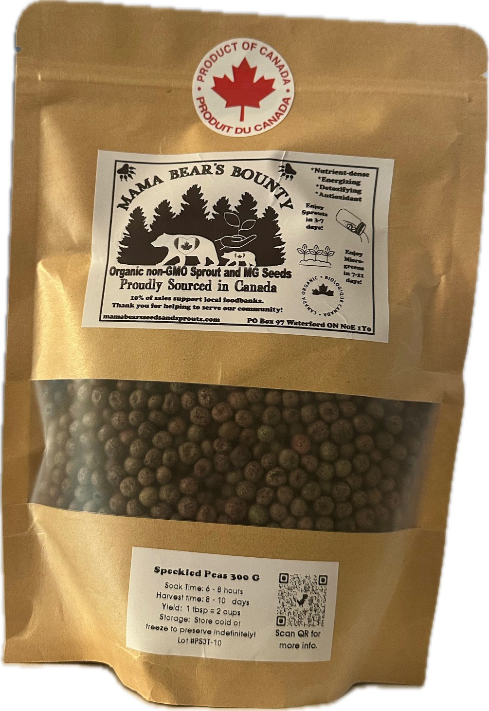 Peas, Speckled 300 G – Mama Bear's Bounty - Grow, Glow, Flow